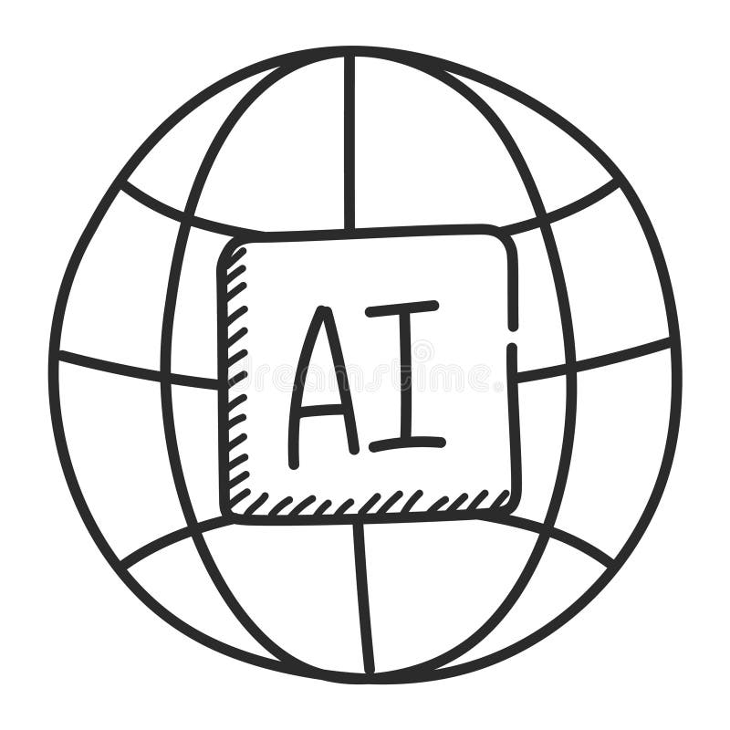 Generative Artificial Intelligence Doodle Icon Stock Vector ...