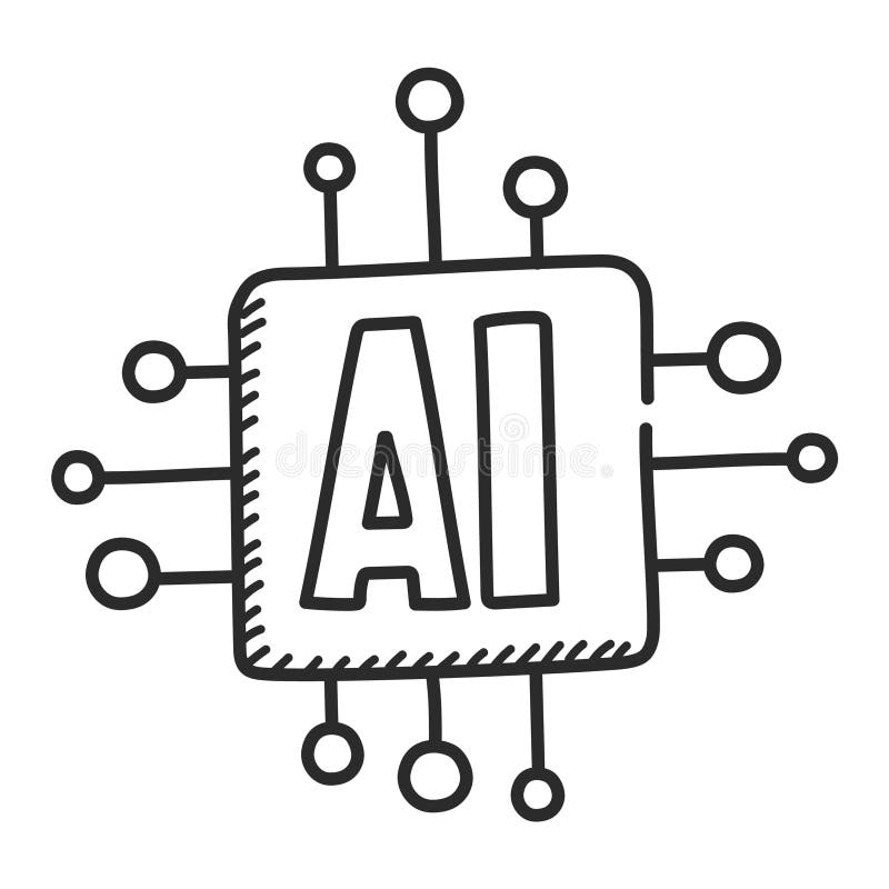Generative Artificial Intelligence Doodle Icon Stock Vector ...
