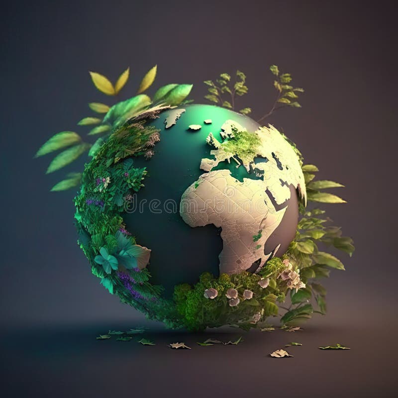 Generative Artificial Intelligence.Illustrated Planet Earth in the ...