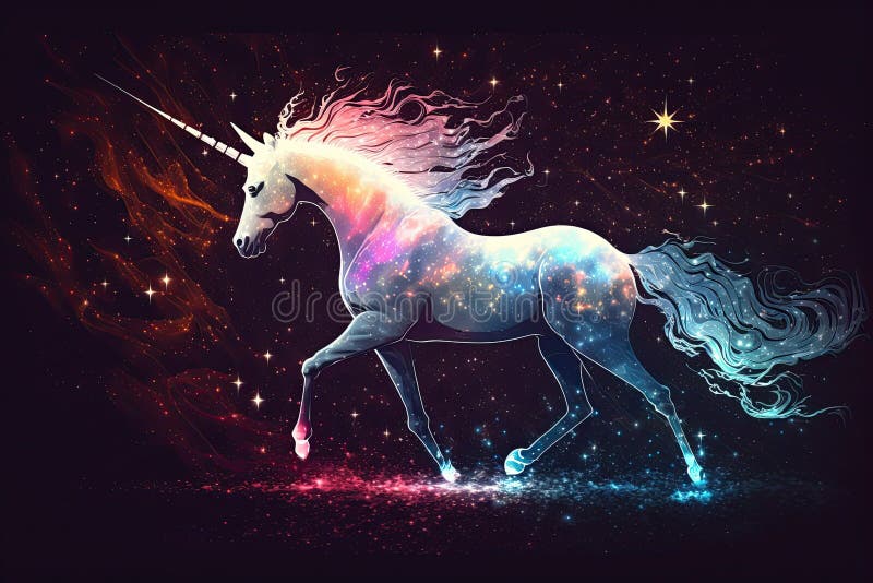 Generative Artificial Intelligence. a Unicorn Figure in a Cloud of ...