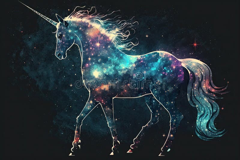 Generative Artificial Intelligence. a Unicorn Figure in a Cloud of ...