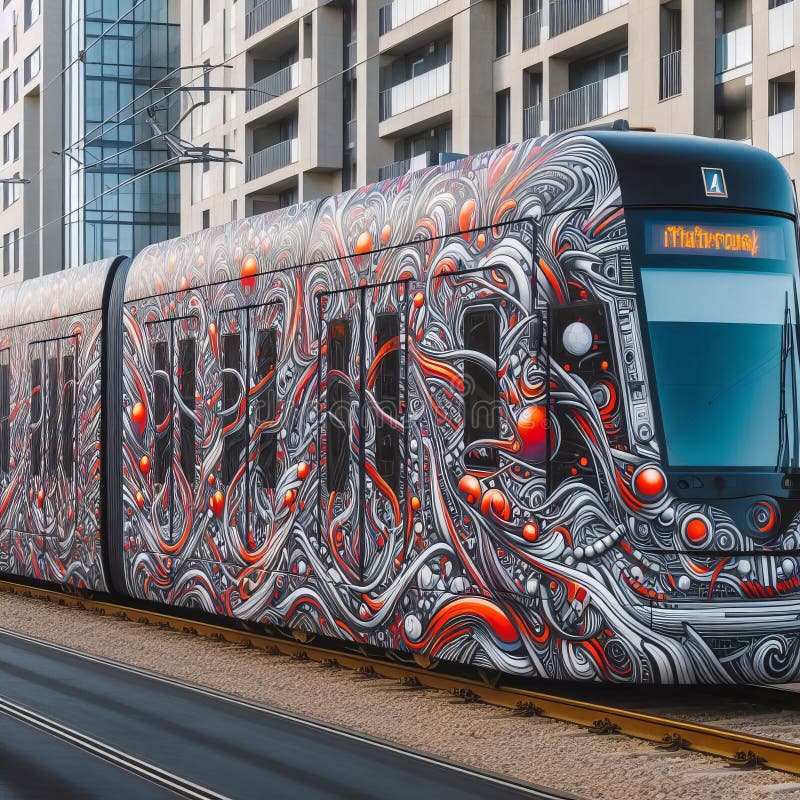 Generative Graffiti Tram Walls Adorned with Constantl Stock Image ...