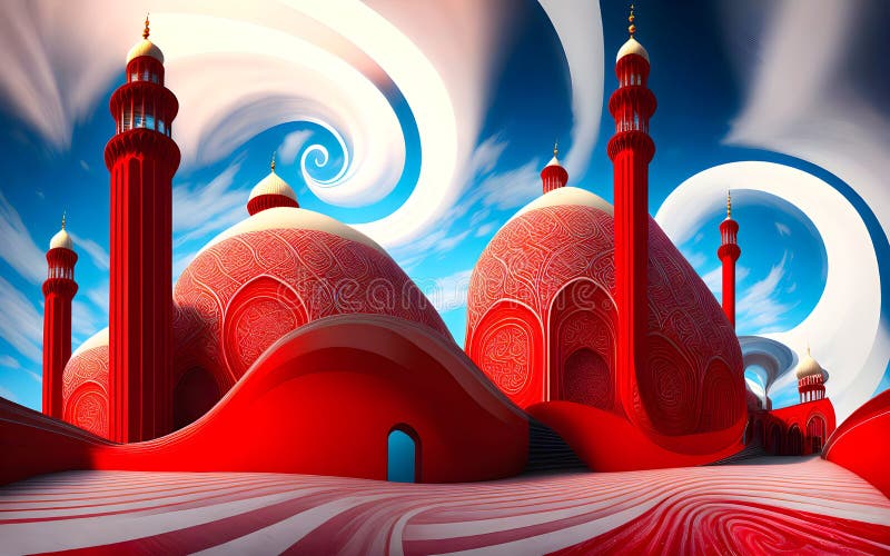 Generative a.I. "Surreal Mosque Dream Image," Stock Illustration ...