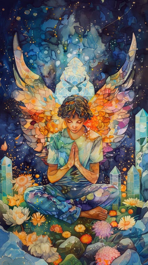 Angel Fairy is in prayer stock illustration. Illustration of ...