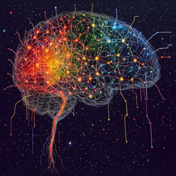 The Glow of the Brain at a Singularity Stock Illustration ...