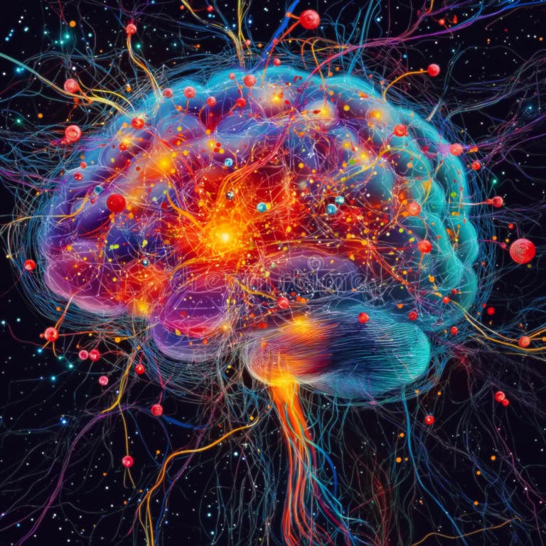 The Glow of the Brain at a Singularity Stock Illustration ...