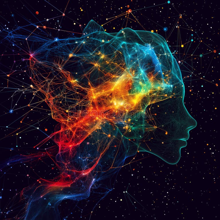 The Glow of the Brain at a Singularity Stock Illustration ...