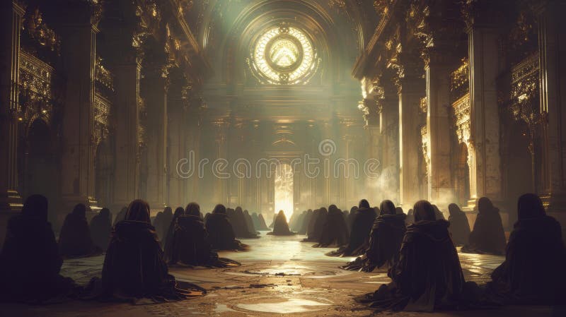 Monks Perform a Secret Ritual Stock Illustration - Illustration of ...