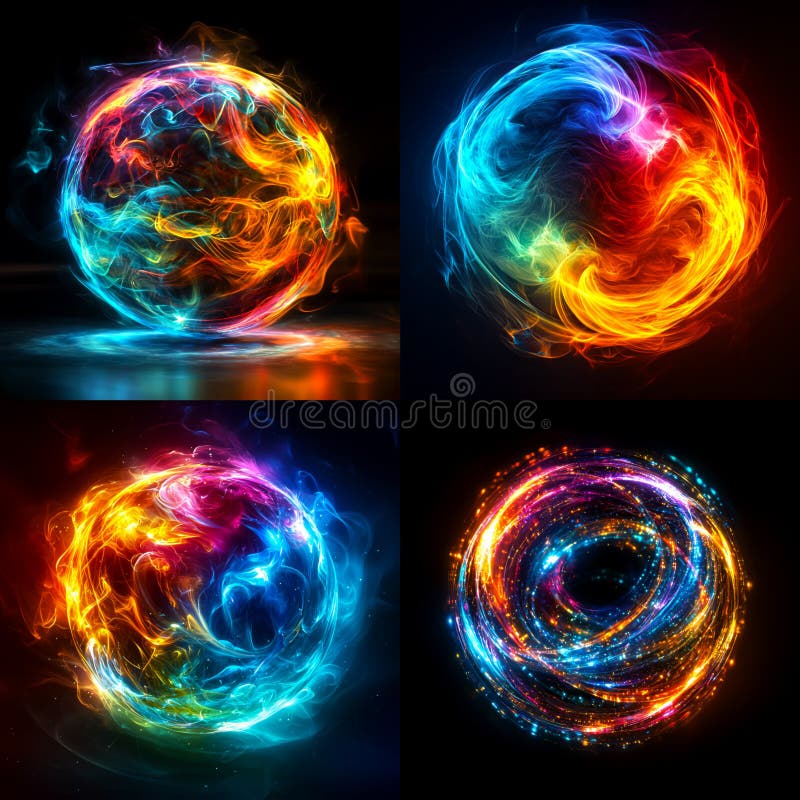 A Set of Magic Balls Made of Colored Energy Stock Illustration ...