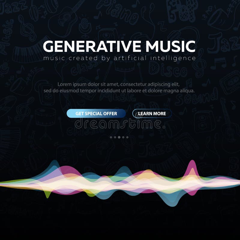 Generative Music. Music Created by AI. Vector Illustration. Stock ...
