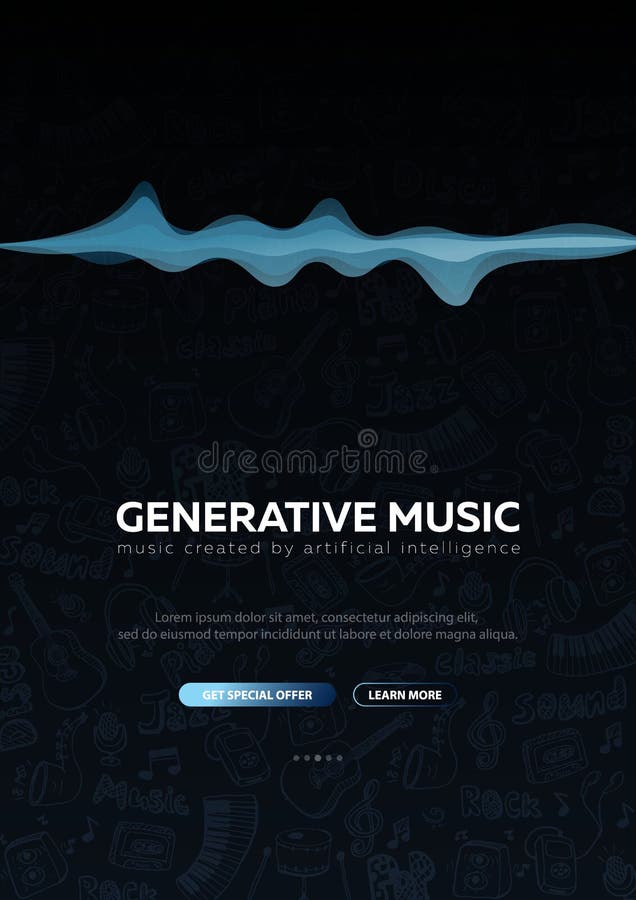 Generative Music. Music Created by AI. Vector Illustration. Stock ...