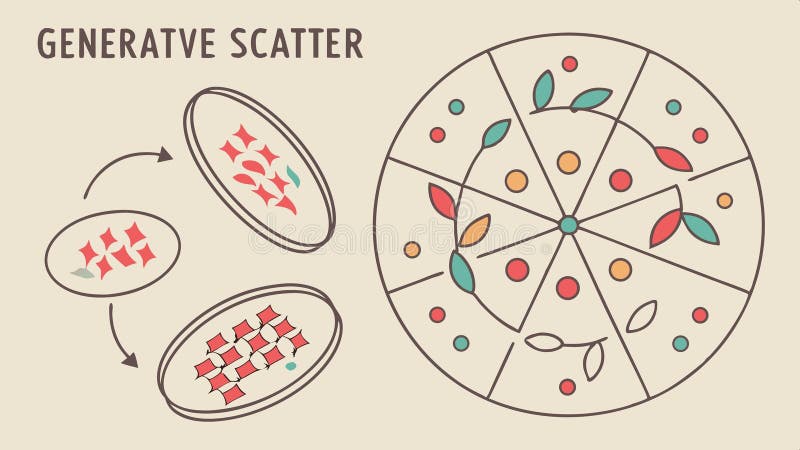 Generative Scatter Pizza, Abstract Food Pattern Vector Design ...