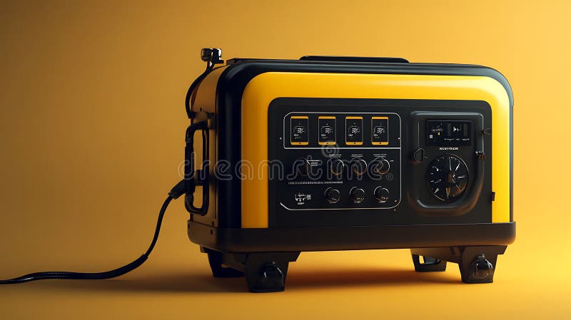 Generator with Control Panel on Yellow Background for Energy Stock ...