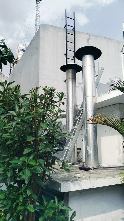 Generator engine chimney stock photo. Image of pipe - 370356724