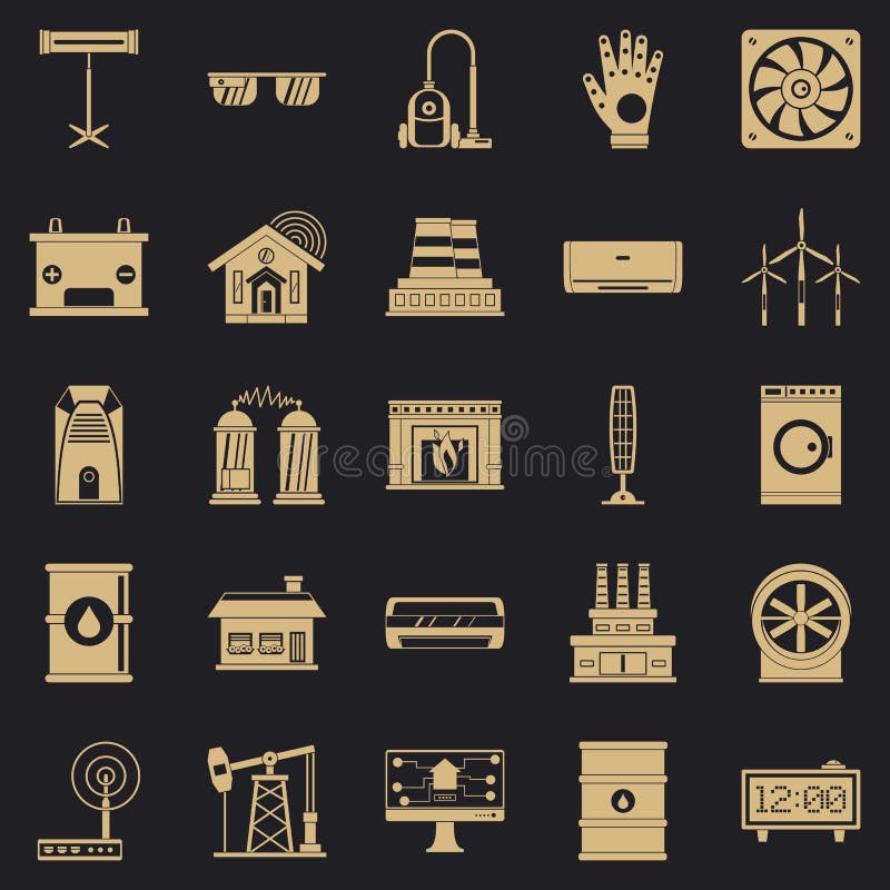 Generator Icons Set, Simple Style Stock Vector - Illustration of black ...