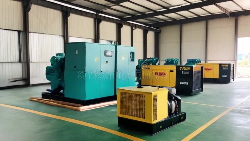 Generator Room with Generators in Factory Standby for Power Backup ...