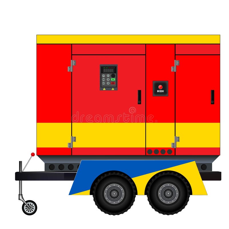 Generator on Trailer. Side View Stock Vector - Illustration of prepared ...