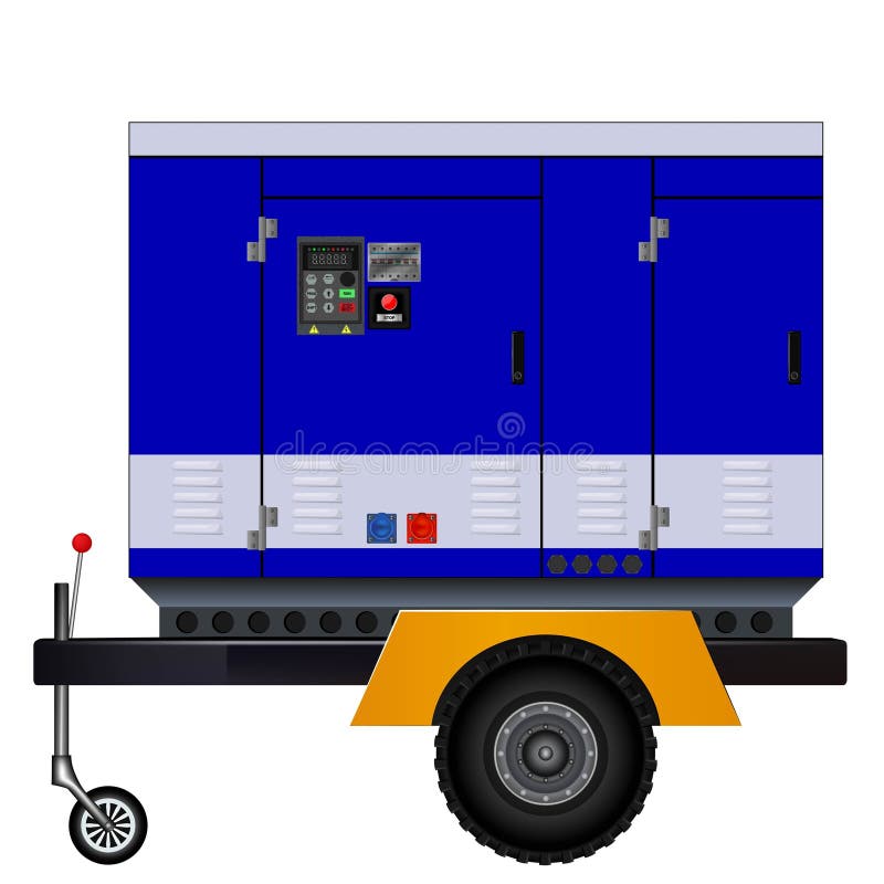 Generator on Trailer. Side View Stock Vector - Illustration of mobile ...