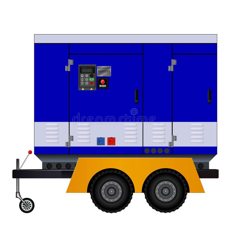 Generator on Trailer. Side View Stock Vector - Illustration of electric ...