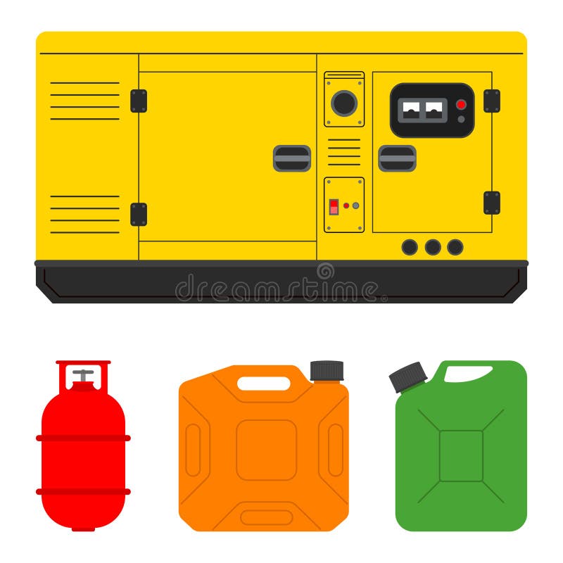 Generator and Various Fuel Set Stock Vector - Illustration of generate ...