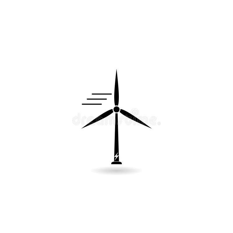 Generator Wind Turbine Icon with Shadow Stock Vector - Illustration of ...