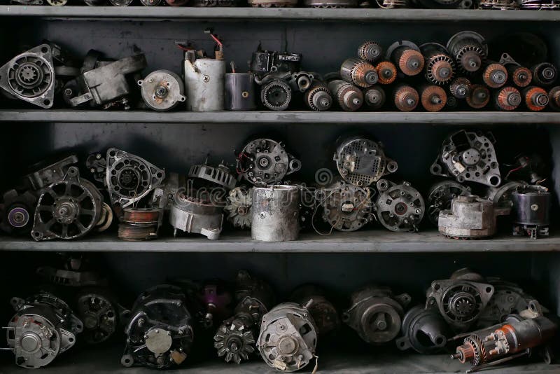 Generators and Starters are Stacked on the Shelf Stock Image - Image of ...