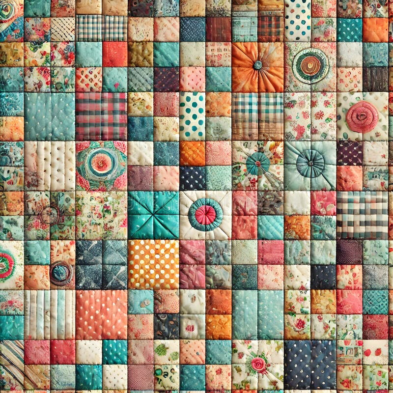 Colorful Patchwork Quilt Forming a Beautiful Textured Background Stock ...