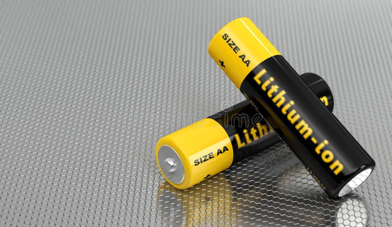 Generic AA Batteries with the Label `Lithium Ion` Stock Illustration ...