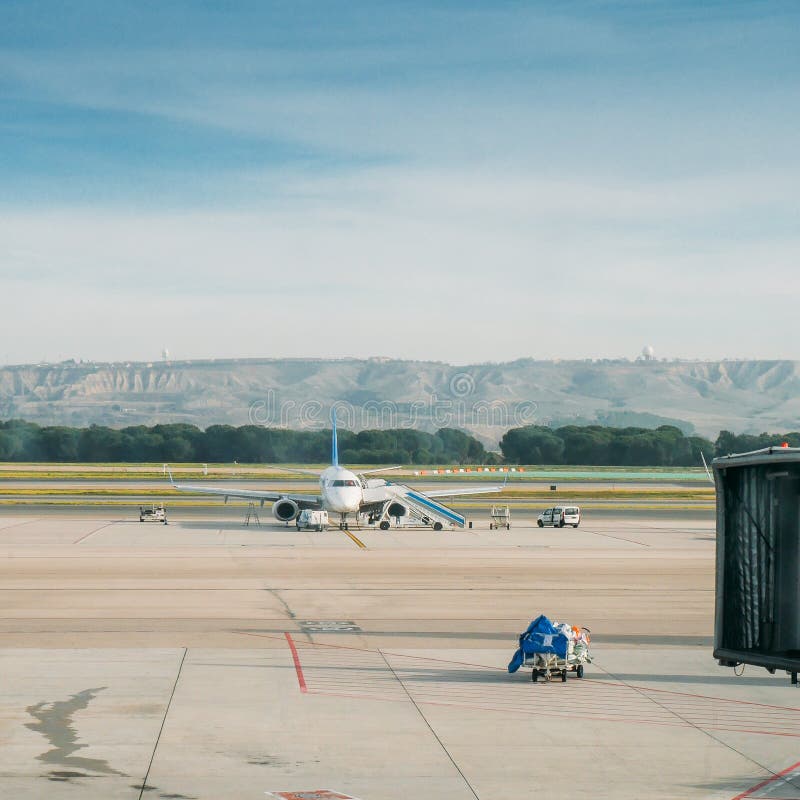 Generic Airplane at the Airport on the Tarmac Stock Photo - Image of ...