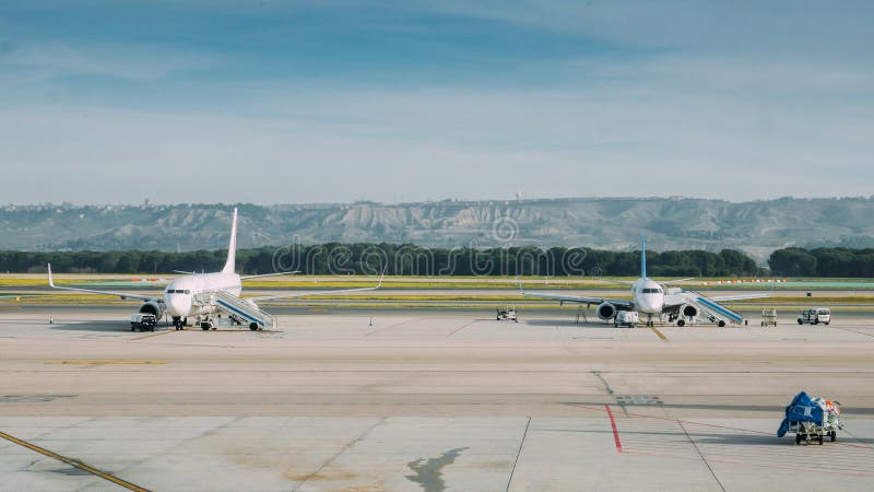 Generic Airplanes at the Airport on the Tarmac Stock Photo - Image of ...