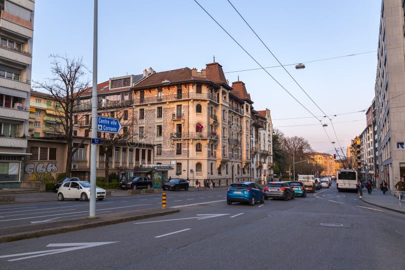 Generic Architecture and Street View from Geneva, Switzerland Editorial ...