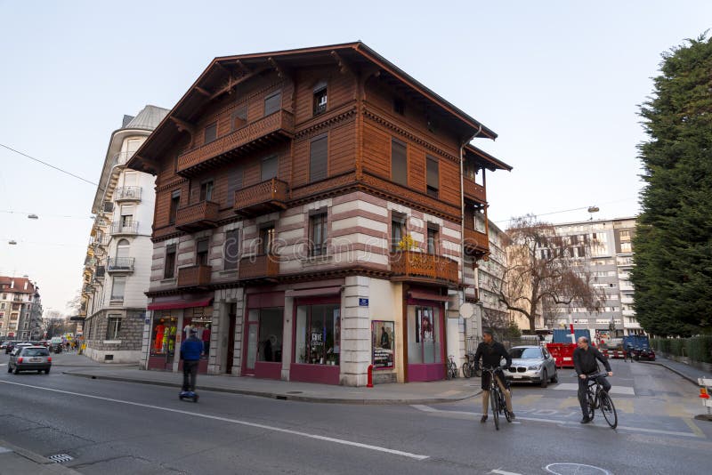 Generic Architecture and Street View from Geneva, Switzerland Editorial ...