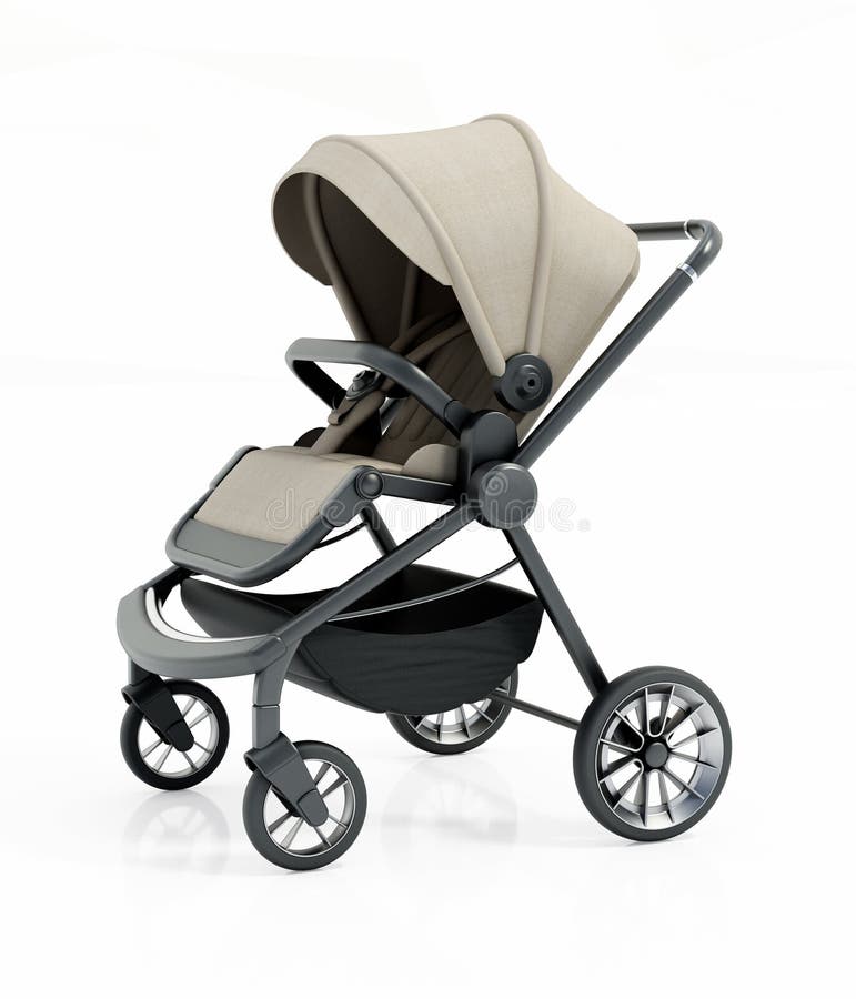 Generic Baby Stroller Isolated on White Background. 3D Illustration ...