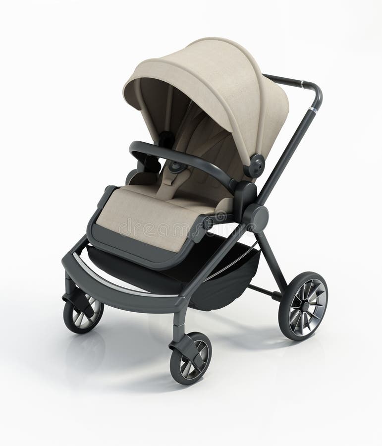 Generic Baby Stroller Isolated on White Background. 3D Illustration ...