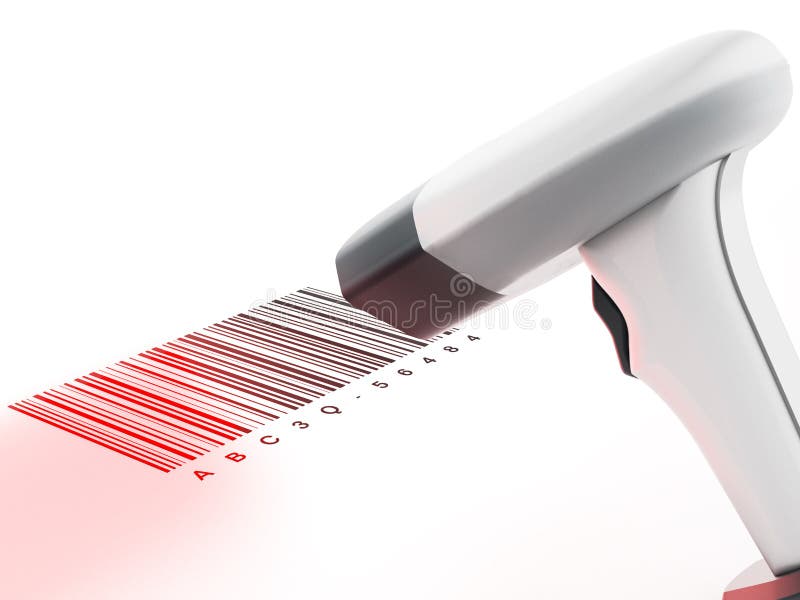 Generic Barcode Scanner Scanning a Barcode. 3D Illustration Stock ...