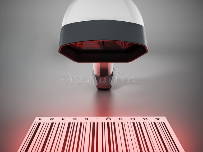 Generic Barcode Scanner Scanning a Barcode. 3D Illustration Stock ...