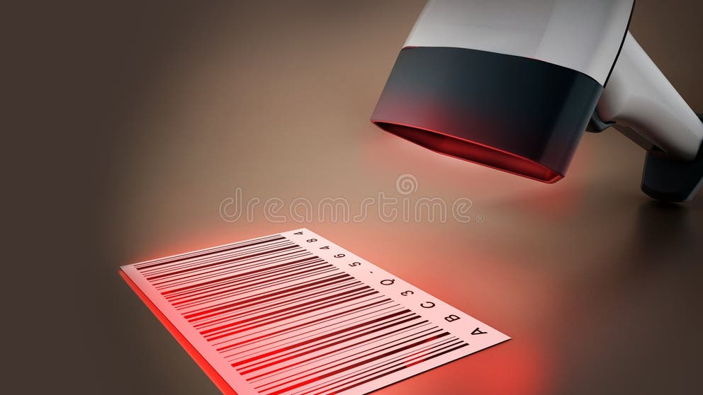 Generic Barcode Scanner Scanning a Barcode. 3D Illustration Stock ...