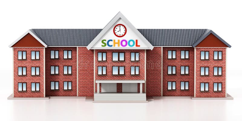 Generic, Basic Design School Building. 3D Illustration Stock ...