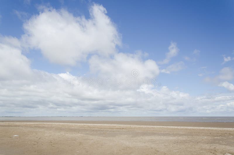 Generic Beach Landscape, Empty; Sand and a Sunny Sky with Some Clouds ...