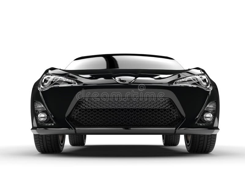 Generic Black Sports Car - Front View Low Angle Shot Stock Illustration ...
