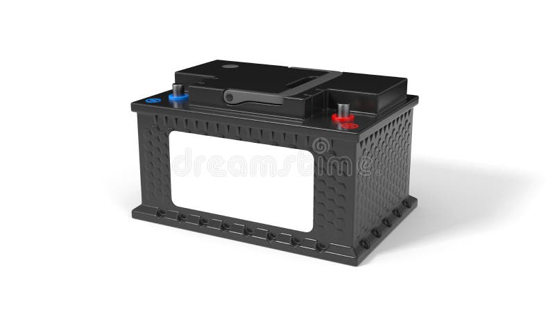 Generic Car Battery with Copy Space Label. 3d Illustration Stock ...