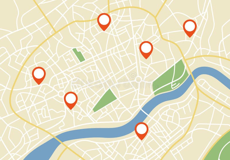 A Generic City Map with Icons Stock Illustration - Illustration of ...