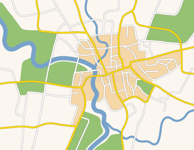 A Generic City Map with an Icon Stock Illustration - Illustration of ...