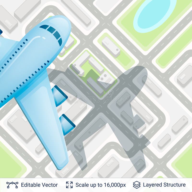 Abstract City Plan and Airplane. Stock Vector - Illustration of ...