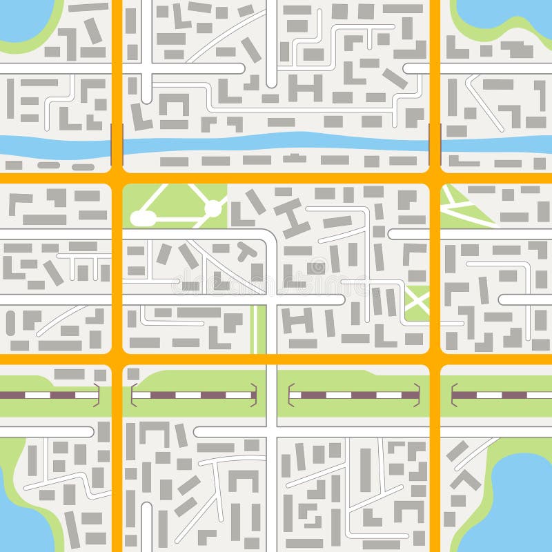 Generic City Map Seamless Pattern. Stock Vector - Illustration of ...