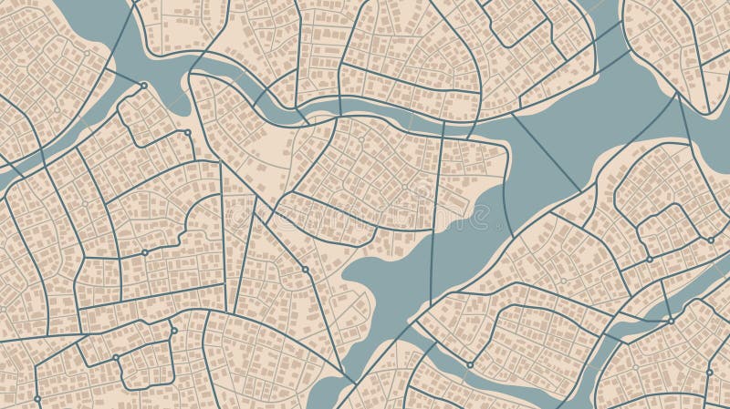 Generic City Map with Signs of Streets, Roads, House. Abstract ...