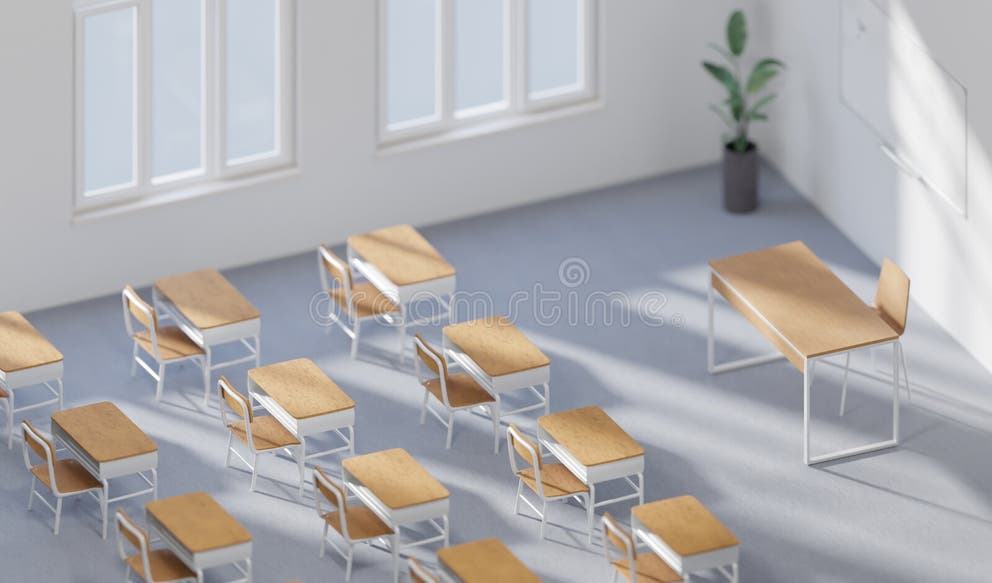 Generic Classroom of Elementary or Middle School, Offline Studying, 3d ...