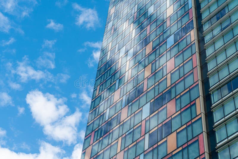 Generic and Colorful Corporate Building with Blue Sky in the Background ...