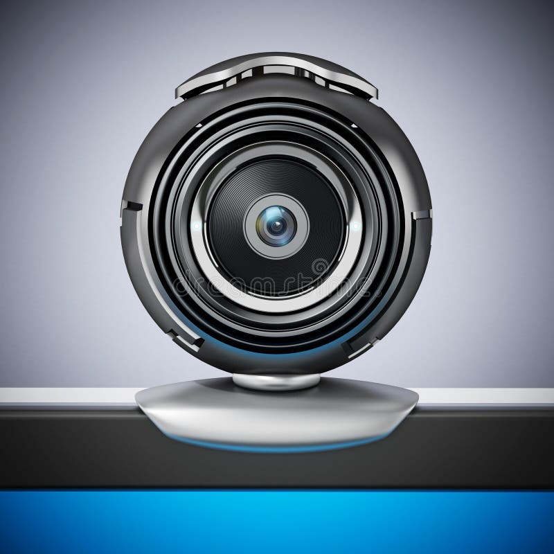 Generic Computer Webcam on Laptop Computer. 3D Illustration Stock ...
