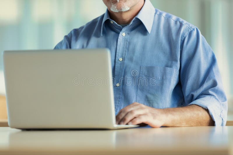 Generic Concept of WFH with Laptop for Mature Men Stock Photo - Image ...